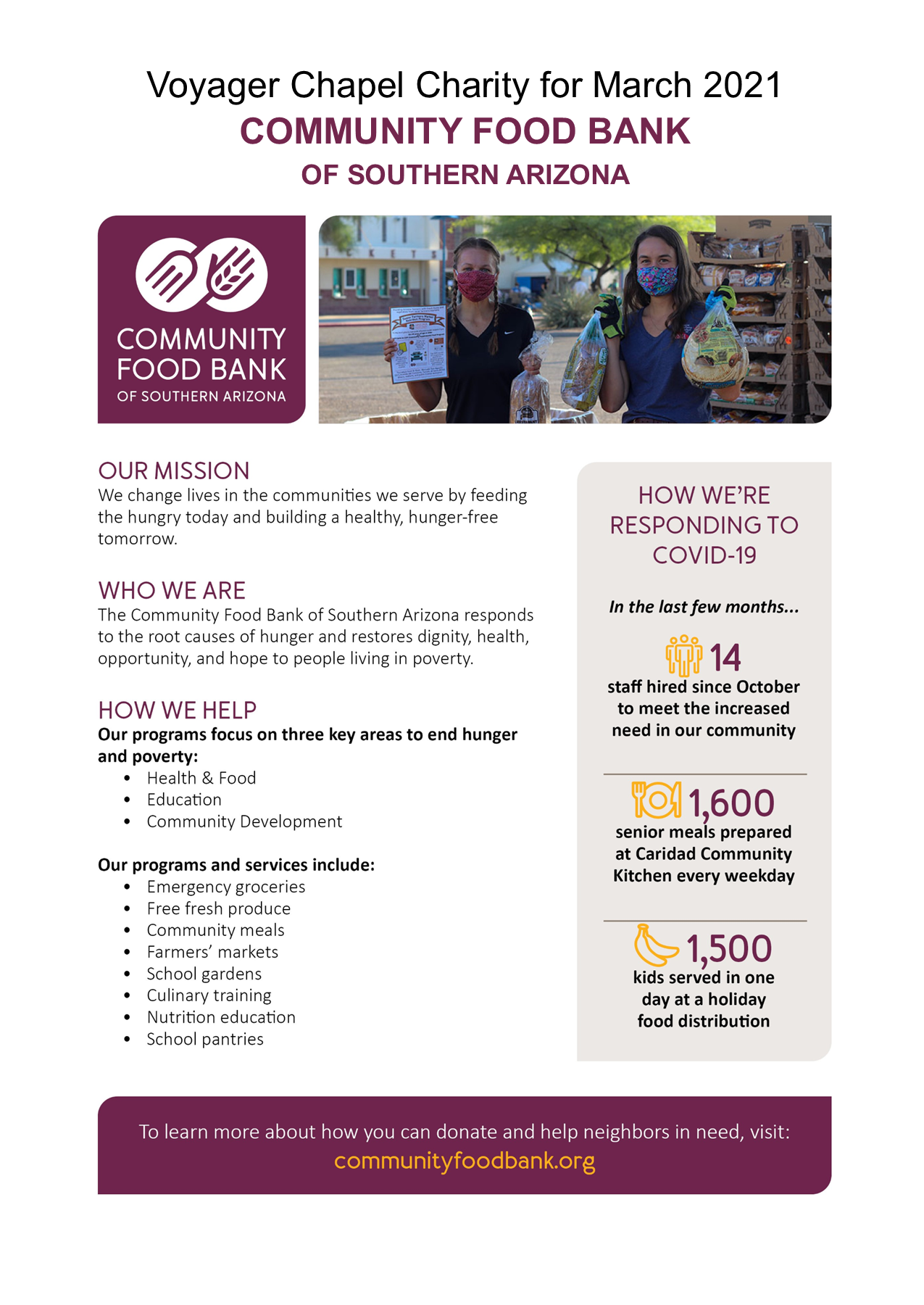 Community Food Bank of Southern Arizona - Voyager Chapel